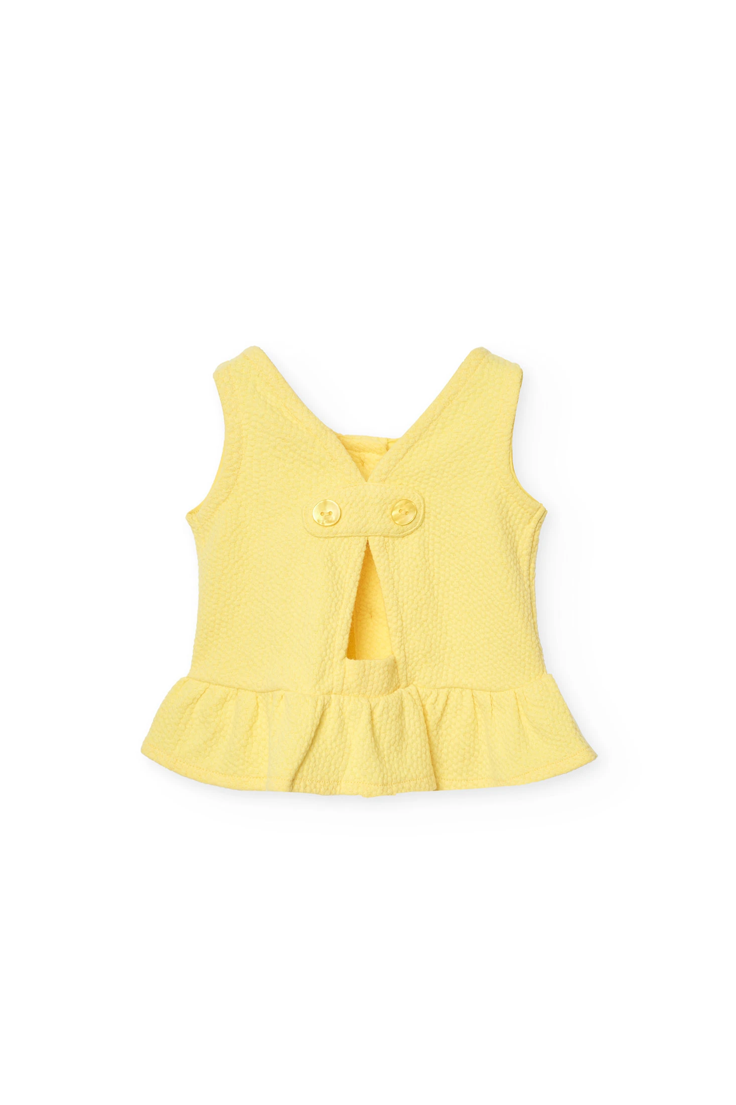 Baby girls knit top in yellow. Ideal for summer with its sleeveless ...