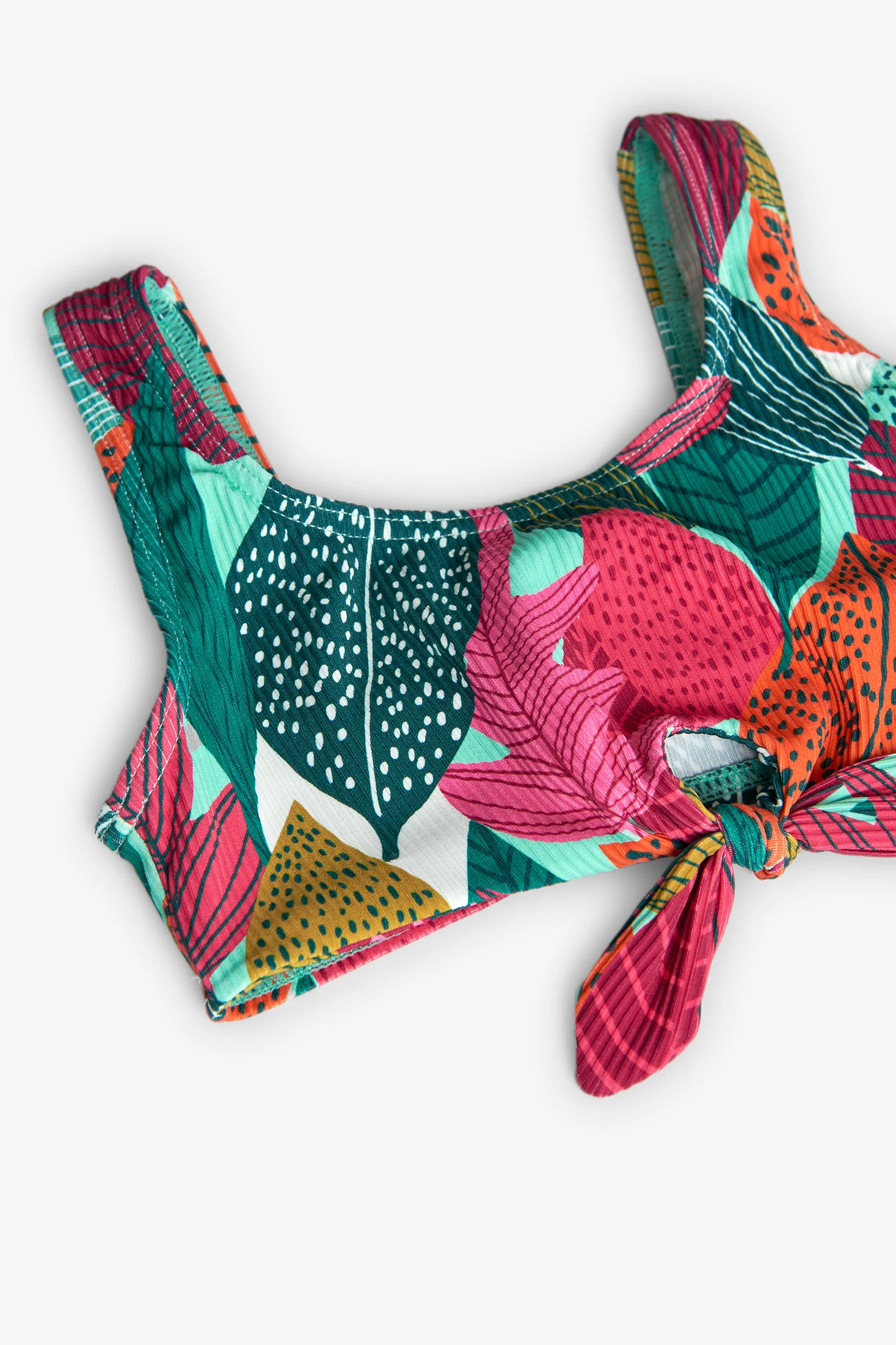 Bikini in poliammide per bambina con stampa a foglie. Questo design ...